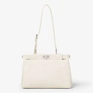 Fendi My Peekaboo Small Parchment-colored Woven Leather Bag - [beige]